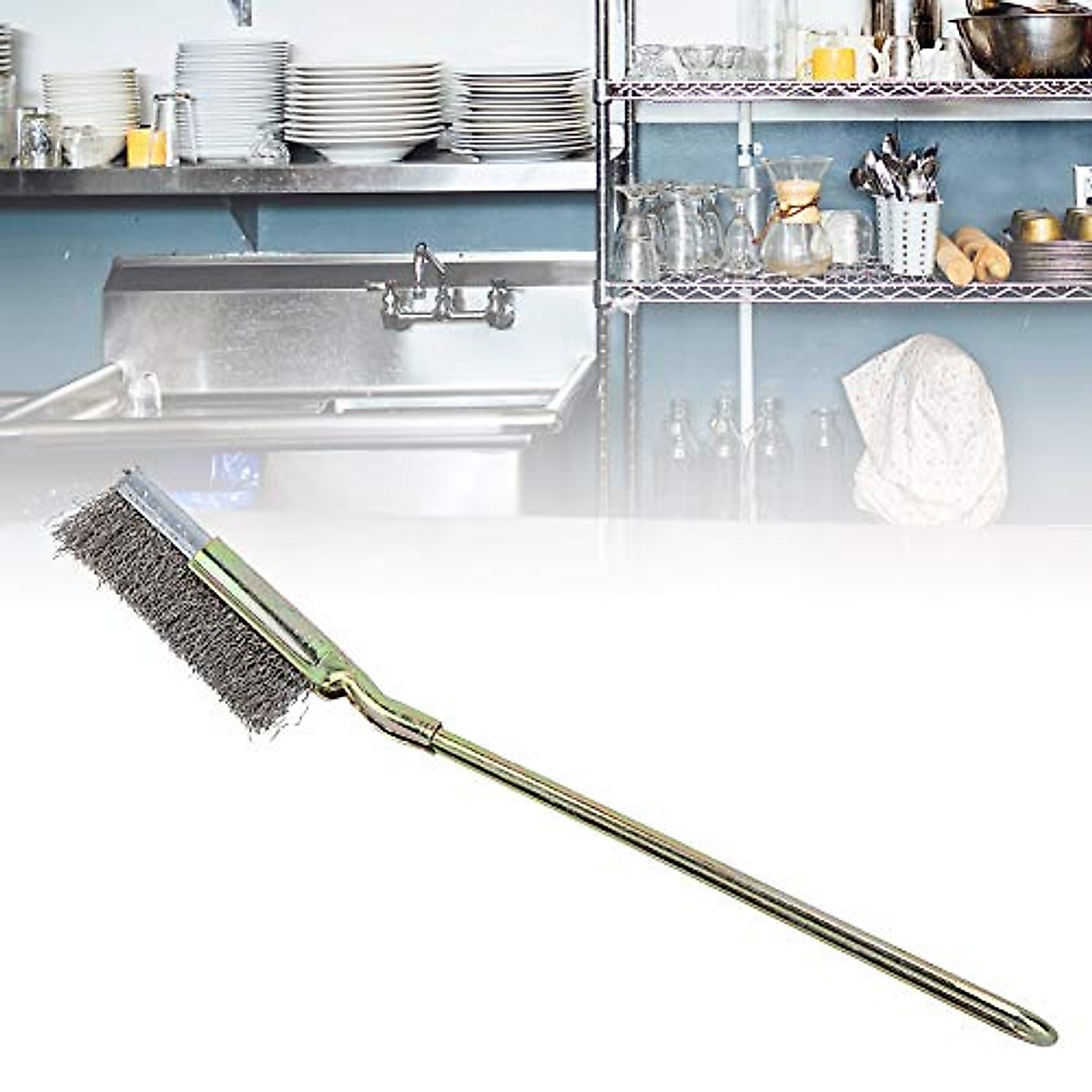 Haofy Curved Head Brush, Bonsai Brush, Straight Head Steel Soft Bonsai Brush, Garden Washing Tool, for Garden, Flower, Plants(Curved Head 23cm)