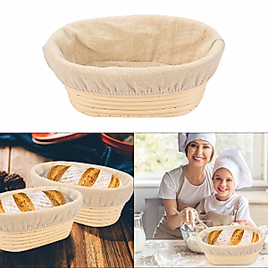 Stormshopping 8 inch Oval Long Banneton Brotform Bread Dough Proofing Rising Rattan Basket & Liner