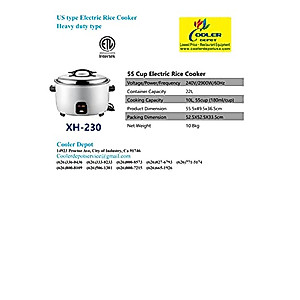 Commercial rice cooker 30 Cups Uncooked Rice Large Capacity, keep warm mode, NSF certified for restaurant, 110V, nonstick inner pot White xh-219
