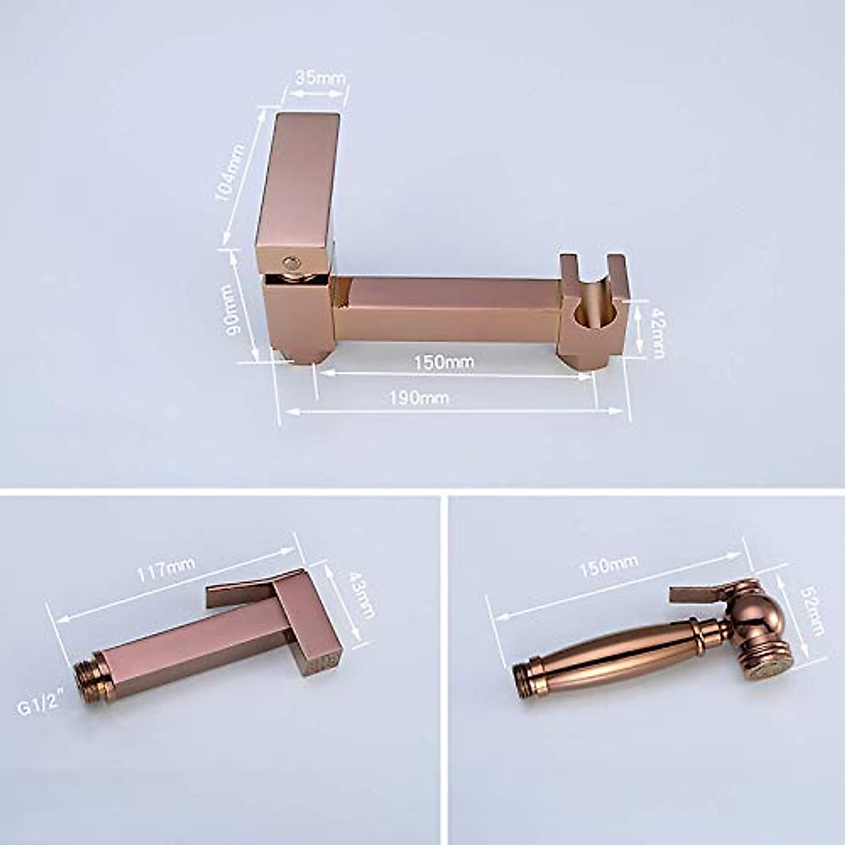 ifgswopq Handheld Bidet Sprayer for Toilet, Rose Gold Cloth Diaper Sprayer Kit Wall Mounted Brass Bidet Sprayer Set Single Handle Toilet Bidet Sprayer Kit with Hot and Cold Water (Style a)