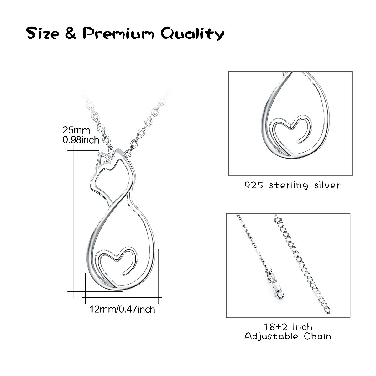Cat Necklace for Women 925 Sterling Silver Cute Cat Pendant Necklace Hollow Cat Necklace Animal Necklace Cat Jewelry Gift for Women Cat Lovers