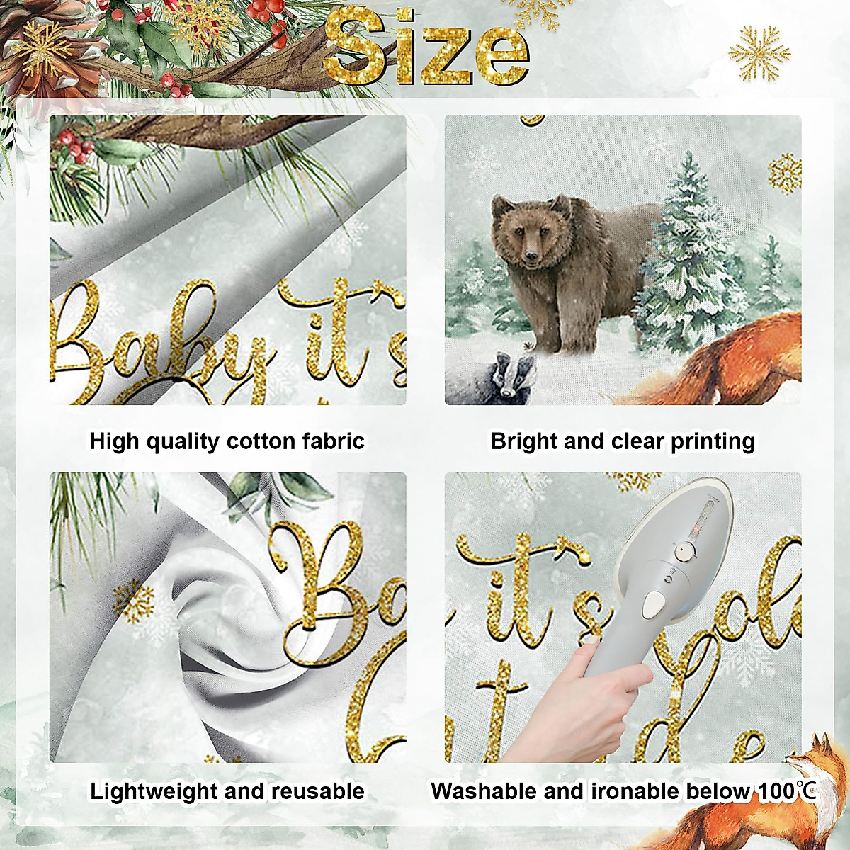 Avezano Baby It's Cold Outside Baby Shower Backdrop Gender Neutral Forest Woodland Winter Baby Shower Background Baby It's Cold Outside Party Decoration Photoshoot (7x5ft)