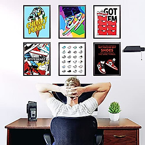 Hypebeast Room Decor, Sneakerhead Jordan AJ Sneaker Air Gym Shoes Shoebox Aesthetic Cool Poster Print Gift for Teen Boys Guys Men Home Dorm Bedroom Wall Art, Unframed 6Pcs (8 x 10In)
