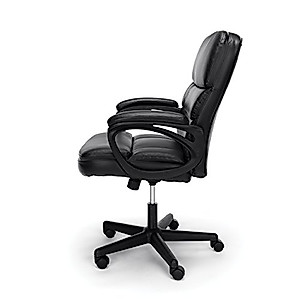 OFM ESS Collection Bonded Leather Executive Chair with Arms, Black