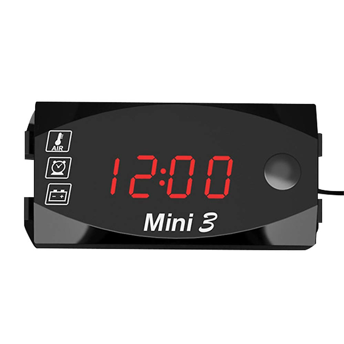 GoolRC Motorcycle DC 6V-30V 3 in 1 Digital Time Clock + Thermometer +Voltage Voltmeter IP67 Waterproof Tester Battery Moniter Gauge for Car Boat Marine