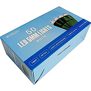 MEIMEI LIGHTING 5mm Christmas Lights Battery Operated 16ft 50 LED String Lights with Remote Timer 8 Modes for Indoor Outdoor Party Garden Wreath Christmas Decor (White) (‎‎MM-LED-RBL-5MM-5M-50L-W)