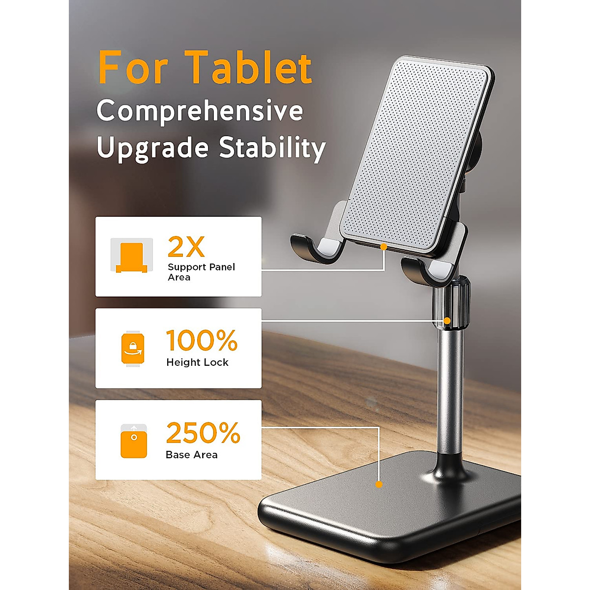 LISEN Cell Phone Stand Tablet Stand Holder [Never Tip Over] iPad Stand for Desk iPad Stands and Holders for Desk Compatible with All Tablets & Smartphones