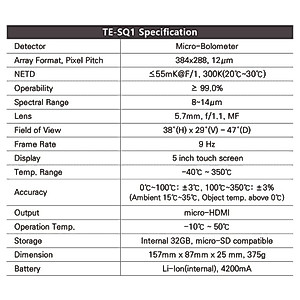 Thermal Expert TE-SQ1, i3system Thermal Imaging Camera, 384x288 IR Resolution, 5" Touch Screen, Designed and Manufactured in Korea, Excellent Performance for Measuring Abnormal temperatures