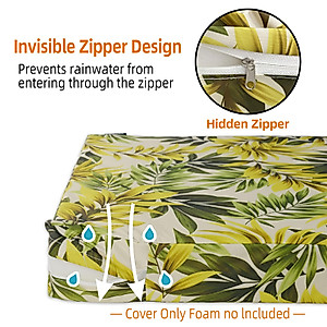 Joramoy Patio Cushion Covers 24×24×4 in - Waterproof Outdoor Seat Cushion Slipcovers Replacement Set of 4, Outdoor Chair Couch Cushion Covers for Patio Furniture with Zipper, Covers Only, Forest Leaf