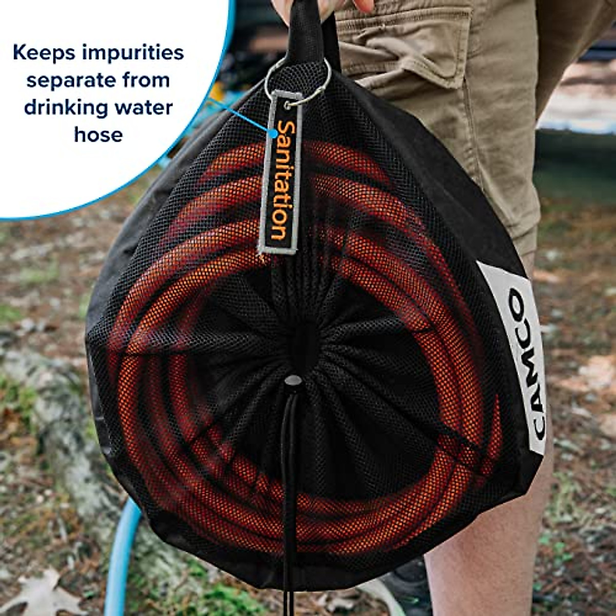 Camco Rhino 25Ft Clean-Out Camper & RV Black Water Hose - Features a Heavy-Duty PVC Design & Bright Orange Color - Clean-Out Camper Black Water, Grey Water or Tote Tanks - 5/8” Inside Diameter (22990)