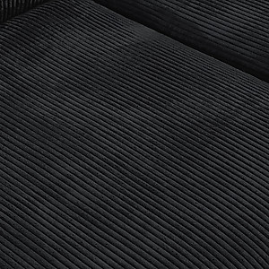 Sdorens L Shaped Sofa with Ottoman, 141.73" Modular Sectional Sofa Couch, Corduroy Fabric Couches with 5 Pillows, Oversized Sectional Sofa for Living Room, Black