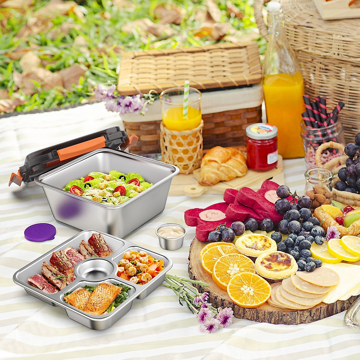 IJDD 6 Pack Salad Dressing Container To Go 2.4oz Small Condiment Containers with Leakproof Silicone Lids Reusable Stainless Steel Sauce Cups for Office Lunch Bento Box Picnic Meal Prep Travel Party