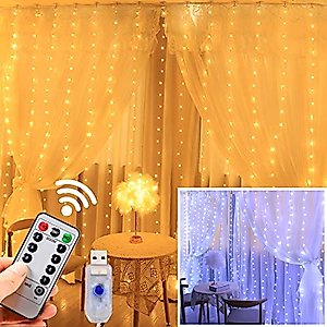 hyrion Warm White Curtain String Light + White LED Curtain Light