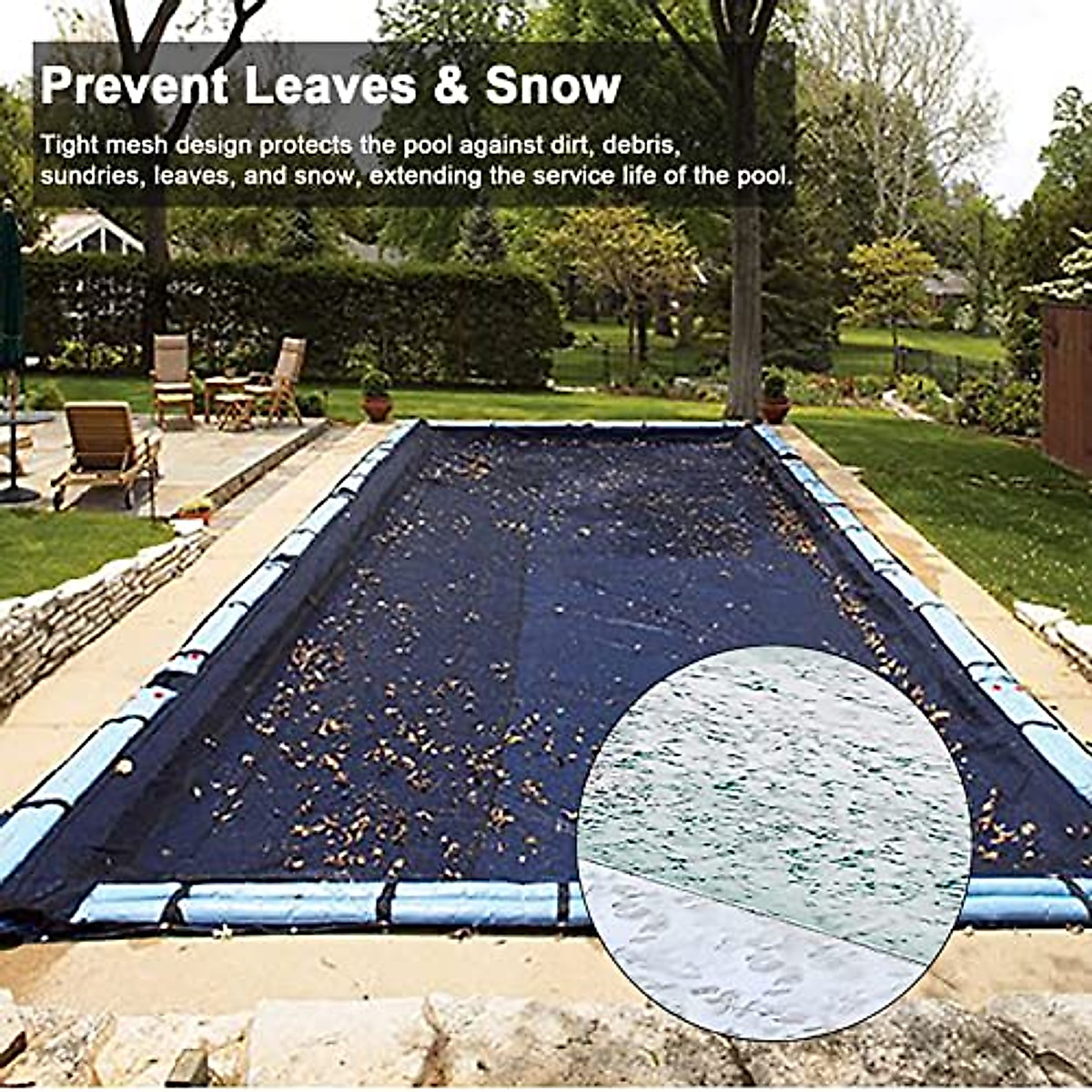 LILANAI Rectangle Inground Safety Pool Cover Blue, Garden/Backyard Winter Frame Pool Protection Cover, Waterproof/Anti-Dust/Rainproof/Anti-Snow (Size : 2x8m(7ftx26ft))