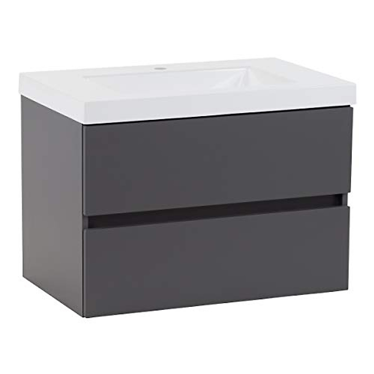 Spring Mill Cabinets Innes 30 Inch Floating Bathroom Vanity with White Single Sink Top, 2 Soft-Close Drawers, 30.5" W x 18.75" D x 22.25" H, Cement