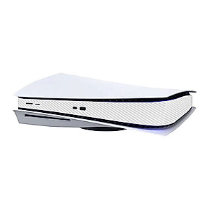 S-YUWEN Side Strip Sticker Protective Film Compatible with PS5, Skin Sticker Decoration Carbon Fiber Frosting Sticker Console Digital Disk Protector Faceplate Shell Compatible with PS5 White