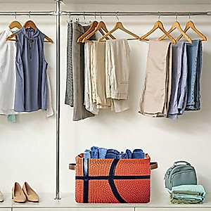 Sport Ball Basketball Storage Basket Bin Large Fabric Toys Storage Cube Box with Handles Collapsible Closet Shelf Cloth Organizer Basket Set of 2 for Nursery Bedroom