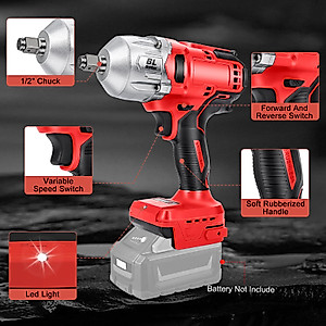 1000Nm Cordless Impact Wrench for Milwaukee M18 Battery, 1/2 inch Brushless High Torque Electric Impact Driver with 7 Sockets, 2400 RPM, 3300 IPM, LED Work Light, for Car Truck Home (No Battery)