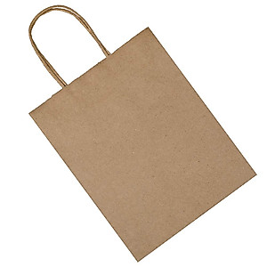 bagmad 50 Pack 8x4.75x10 inch Plain Medium Paper Bags with Handles Bulk, Brown Kraft Bags, Craft Gift Bags, Grocery Shopping Retail Bags, Birthday Party Favors Wedding Bags Sacks (Natural 50Pcs)