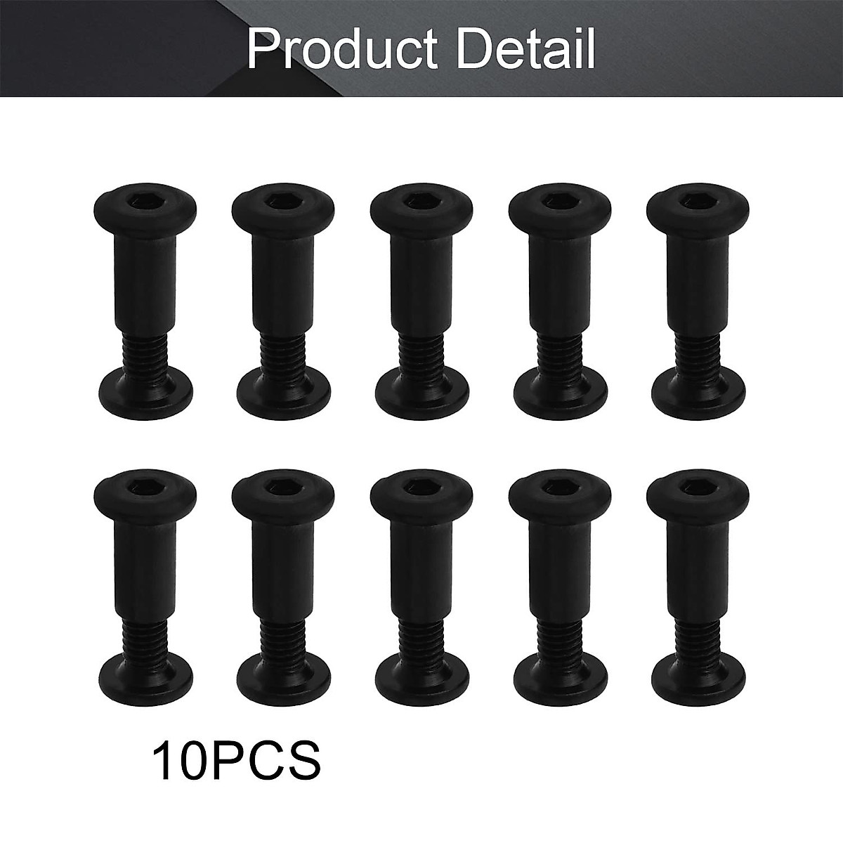 MroMax M6 Binding Screws, M6 x 12mm Carbon Steel Binding Screws and Rivet Socket Cap Connecting for Binding Baby Bed Furniture, DIY Leather, Scrapbook and Photo Albums 10Pcs