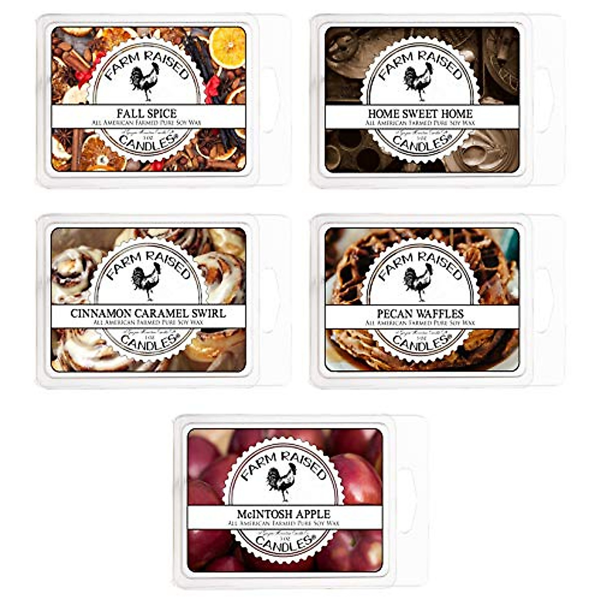Wax Melts, 16 Oz - with 5 Scented Options Including Fall Spice, Vanilla, Cinnamon Caramel, Pecan Waffles and Apple - Soy Candle Melting Warmer Cubes with Natural Scent and Non Toxic Ingredients
