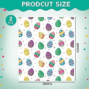 2 Pack Easter Throw Blanket Colorful Eggs Flannel Blanket Comfy Happy Easter Soft Cozy Lightweight Blanket for Sofa Couch Bed, 50 x 60 Inch