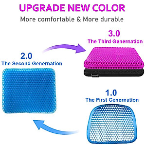 Gel Seat Cushion, Double Thick Egg Gel Cushion for Pressure Pain Relief, Breathable Wheelchair Cushion Chair Pads for Car Seat Office Chair (Voilet)