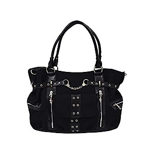 Lost Queen Rise Up Handcuff Goth Punk Rock Black Tote Crossbody Bag Purse