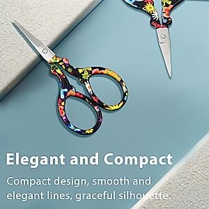 Sharp Embroidery and Crafting Scissors with Leather Cover, 3.62 inch Stainless Steel Stork Shaped Scissors for Needlework and DIY Crafts