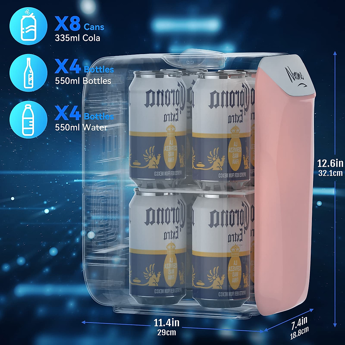 NXONE Mini Fridge,8 Can/6 Liter Small Refrigerator,110VAC/ 12V DC Portable Thermoelectric Cooler and Warmer Freezer Skincare Desk Little Tiny fridge for Cosmetics,Foods, Bedroom,Dorm,Office,and Car