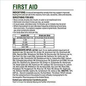 HomeoPet First Aid, Safe and Natural Oral Wound Care for Dogs, Cats, and Other Pets, 15 Milliliters