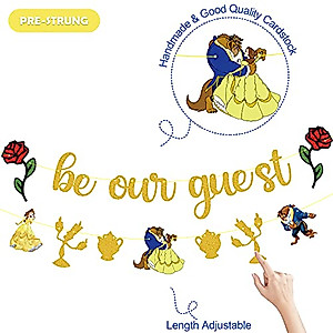 GZDUCK Be Our Guest Banner, Beauty And The Beast Decorations Birthday Bachelorette Engagement Bridal Shower Baby Shower Birthday Party Favor Supplies Decorations