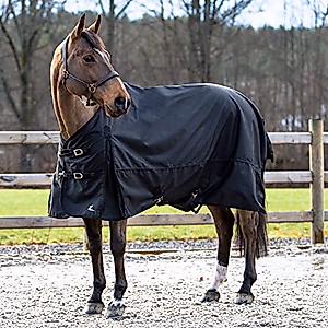 Horze Nevada 1200D Lightweight Waterproof Horse Turnout Rain Sheet (No Fill) - Black - 75 in