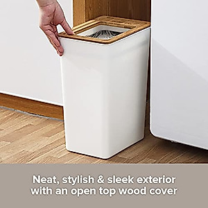 Slim Trash Can (2-Pack) Rectangular Bathroom Trash Can - Scandinavian Style Modern White Trash Can - Open Top Waste Basket - 1.85Gal/7L Large Garbage Can - Kitchen Trash Can - Compact Trash Bin