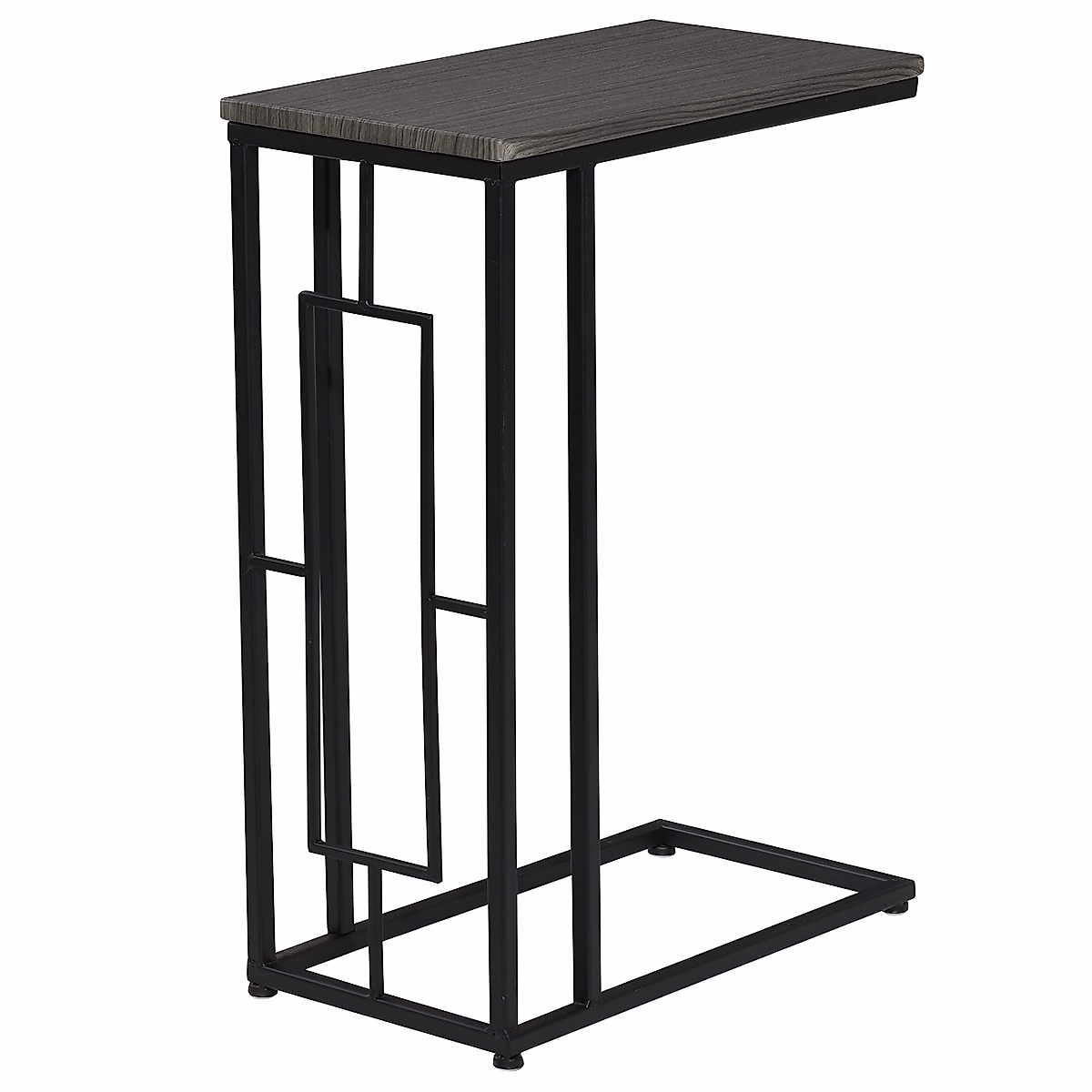 Deco 79 Wood Rectangle Accent Table with Black Metal Base, 19" x 10" x 26", Dark Brown