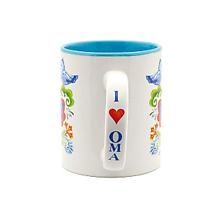 E.H.G | Essence of Europe Gifts - 12 oz. Ceramic Coffee Mug, Oma is the Greatest Design - Multicolor Ceramic Mug, German or Dutch Grandma - Premium Quality Coffee Mug - Multicolor