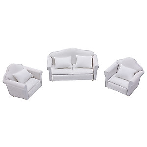 Fateanuki 1 12 Scale Doll House Furnitures 3pc Sofa Miniature Dollhouse Toy Parlor Bedroom Decoration Accessories