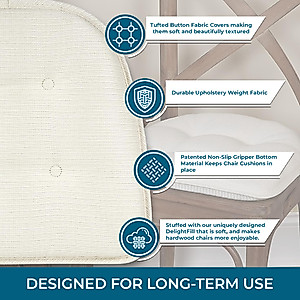 Klear Vu Omega Non-Slip Universal Chair Cushions for Dining Room, Kitchen and Office Use, U-Shaped Skid-Proof Seat Pad, 15x16 Inches 4 Pack Solid Ivory 4 Count