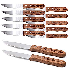 Custom Monogrammed Wood Steak Knives - Couples Housewarming Gift - Engraved and Personalized (12)