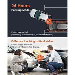 Yeecore 4K Dual Dash Cam 5G WiFi GPS, Real 4K+HDR 1080P Dash Cam Front and Rear, 3" LCD Super Night Vision, Parking Mode, Dash Camera for Cars with App, G-Sensor, Accident Record, Support 512GB Max
