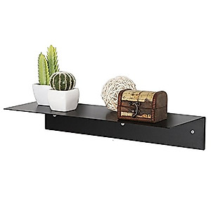 FixtureDisplays® 17-Inch Modern Black Metal Floating Shelf Hanging Organizer Rack Wall-Mounted Display Stand 16794-NEW-NF