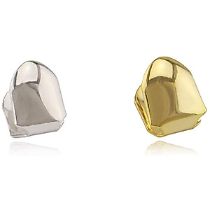 2 Pieces 14K Plated Gold Grillz Mouth Teeth, Hip Hop Teeth Plain, Top Tooth Single Grill Cap for Teeth Mouth Party Accessories Teeth Grills