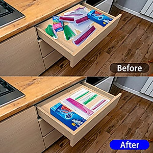 A & R Acrylic Ziplock Bag Organizer, Storage Bag Organizer for Drawer, Compatible with Gallon, Quart, Sandwich and Snack