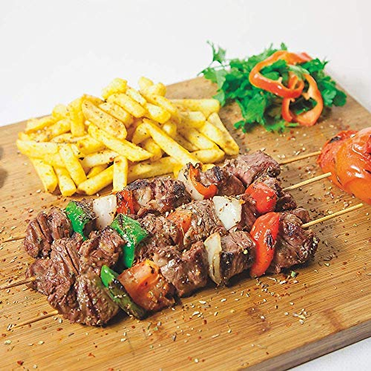 Fu Store Bamboo Skewers, 8 Inch Bamboo Sticks 100pcs BBQ Kabob Skewers,Grill, Appetizer, Fruit, Corn, Chocolate Fountain, Cocktail, Art, Set of 100 Pack,with Free 10 Pairs of Gloves