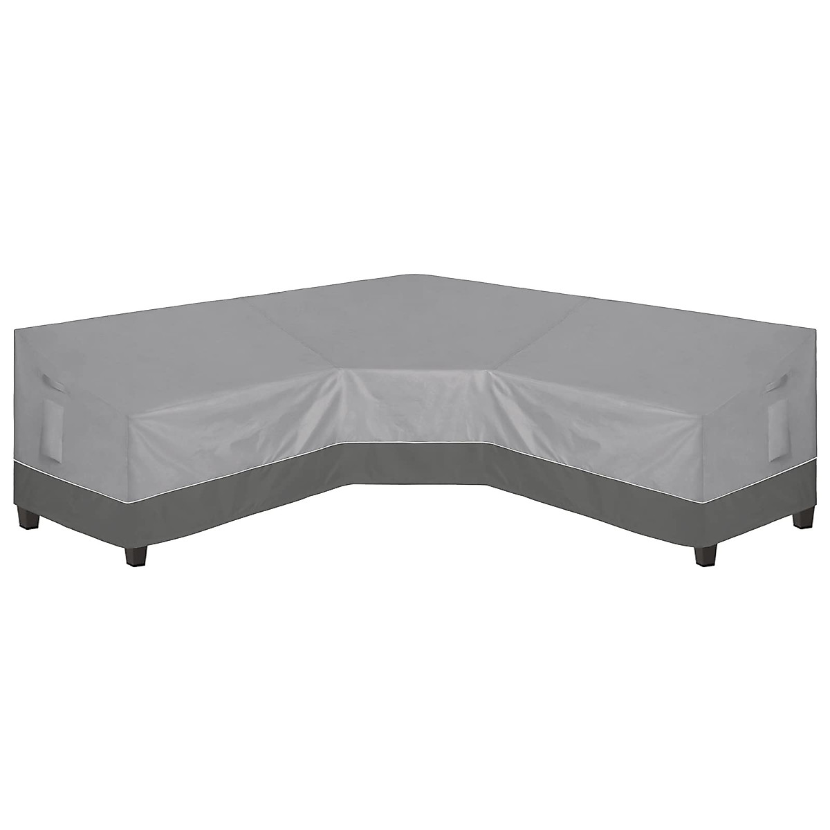Easy-Going Outdoor V-Shaped Sectional Sofa Cover 100"X100" UV Resistant Patio Sectional Couch Cover Waterproof Lawn Patio Furniture Cover, Gray/Dark Gray