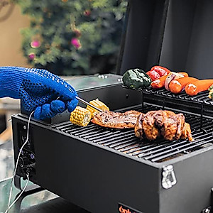 Onlyfire Wood Pellet Grill and Smoker with Auto Temperature Control, LED Screen, Meat Probe & 2 Tiers Cooking Area, Portable Outdoor BBQ Grilling Stove for RV Camping Tailgating Cooking, Black