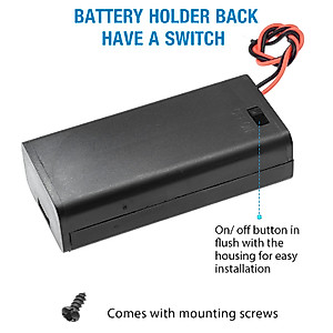 QTEATAK 5Pcs 2X 1.5V AA Battery Holder Case with On/Off Switch and Wire Leads