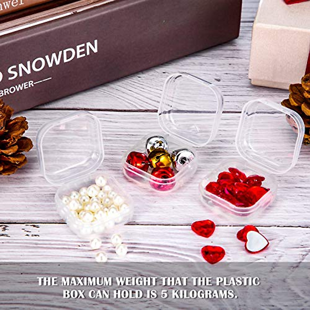 SATINIOR 24 Packs Small Clear Plastic Beads Storage Containers Box with Hinged Lid for Storage of Small Items, Crafts, Jewelry, Hardware, 1.37 x 1.37 x 0.7 in