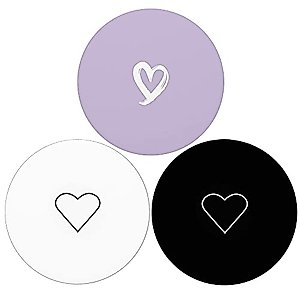 BeneGreat Cell Phone Stands for Phones and Tablets 3 Pack - Heart Black White Purple