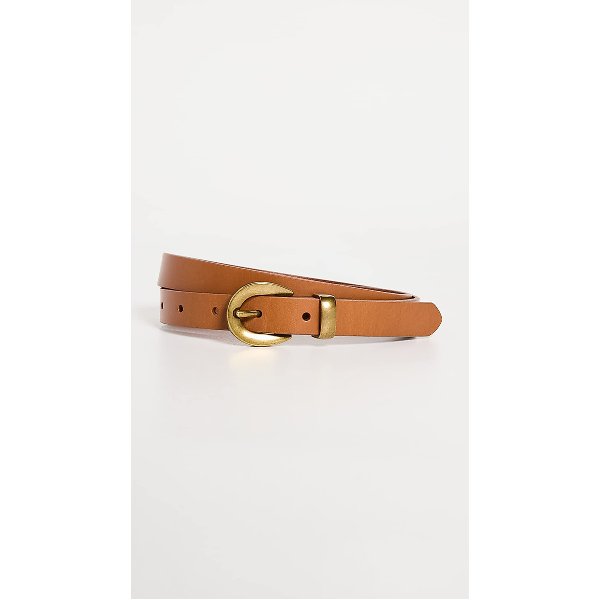 Madewell Women's Chunky Buckle Skinny Leather Belt, Desert Camel, Tan, S